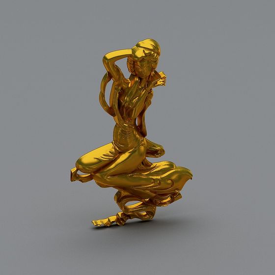 Elegant Golden Dancer 3D Model