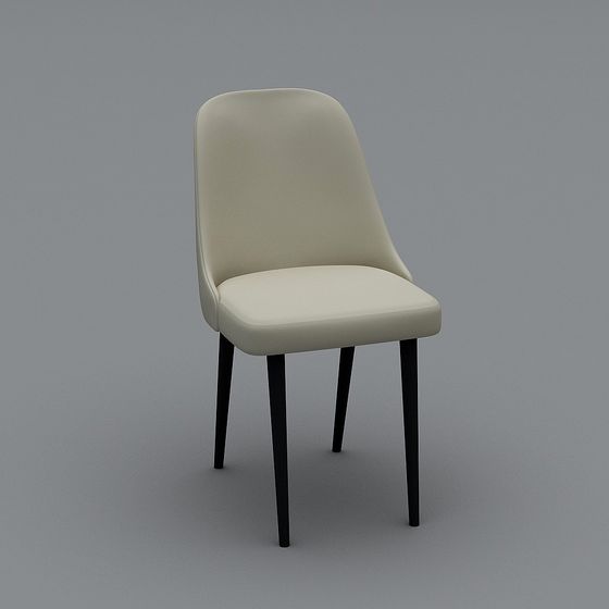 Elegant Low Poly Dining Chair 3D Model – Beige Leather