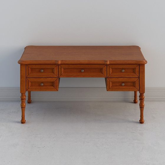 Vintage Style Desk 3D Model – Classic Wooden Design