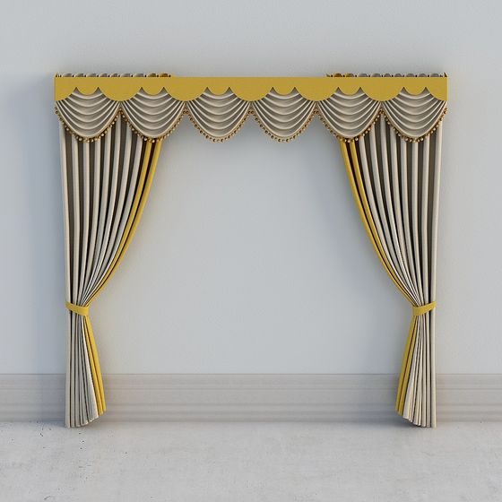 Elegant Low-Poly Curtain 3D model