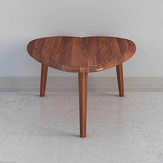 Streamlined Coffee Table 3D Model – Low-Poly Wood Design