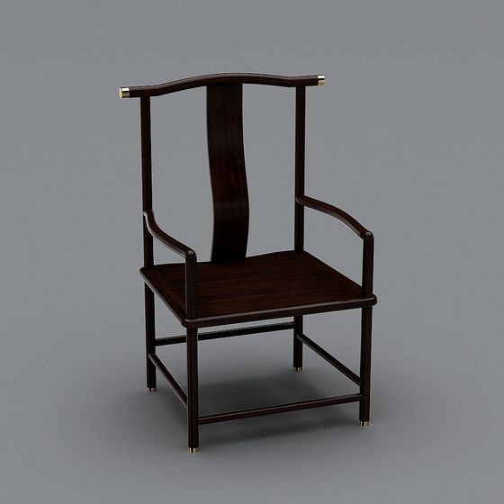 301 Tea Chair 3D Model – Brown with Arms Free
