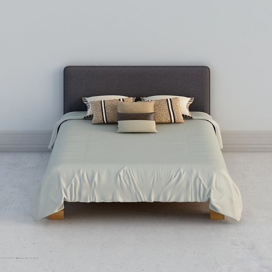 Earth Color Double Bed 3D Model – Inviting Free