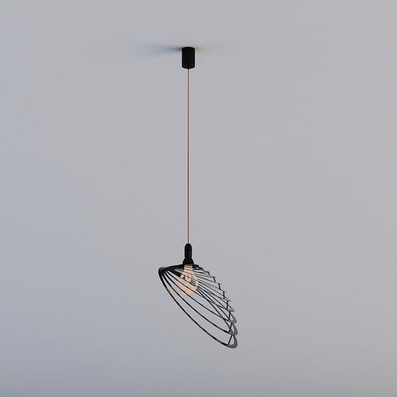 Spiral Shadow Pendant Light 3D Model – Low-Poly Black Metal
