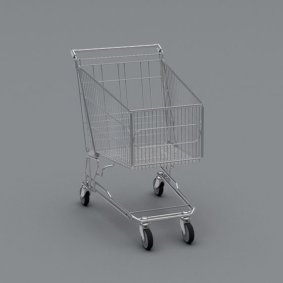 Stylish Low Poly Shopping Cart 3D model