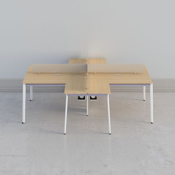 Elegant Dual Work Desk 3D model for Modern Offices