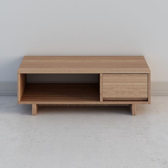 Urban Alley Side Table 3D Model – Minimalist Wooden Design