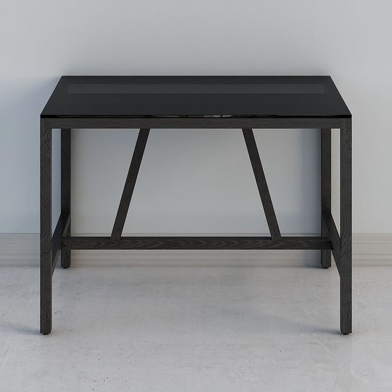 Urban Desk 3D Model – Dark Wood and Black Glass