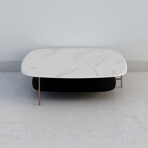 Streamlined Marble Coffee Table 3D Model – Low-Poly Luxury