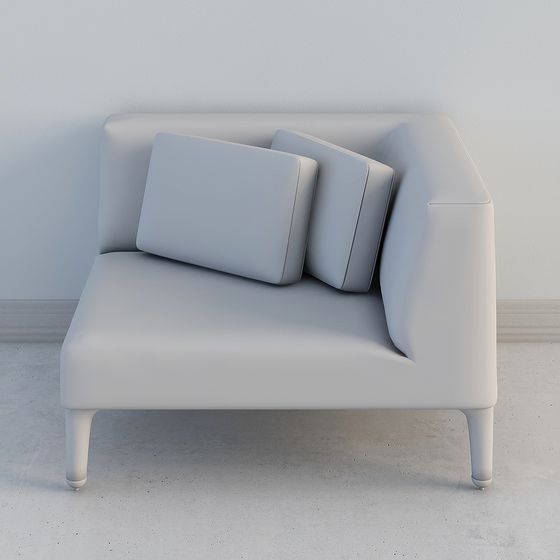 Modern Minimalist Low Poly Sofa 3D Model – Sleek Gray Design