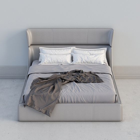 Stylish Low-Poly Modern Bed 3D model for Cozy Spaces
