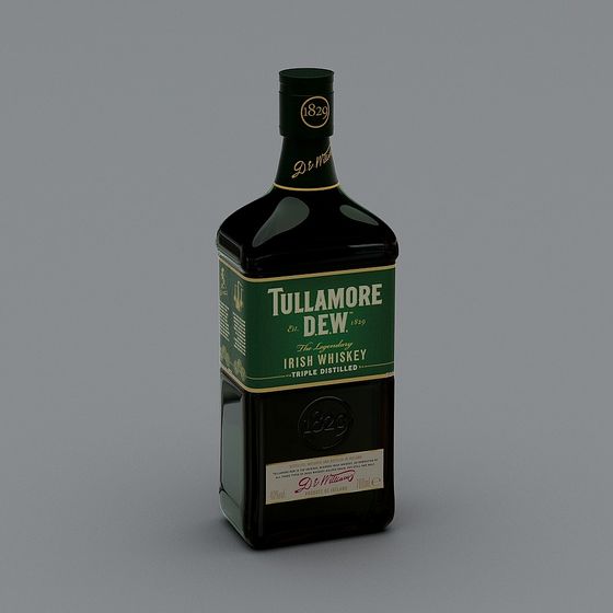 Tullamore Dew Whiskey Bottle 3D model for Creative Projects