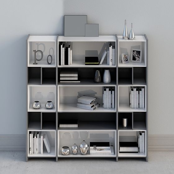 Black Modern Bookcase 3D Model – Chic Interior Style Free