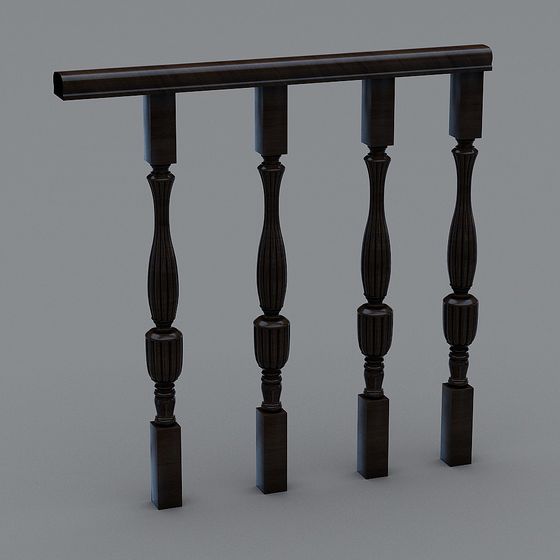 Elegant Low Poly Stair Railing 3D model