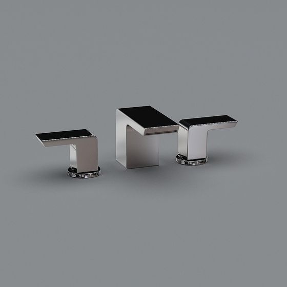 Sleek Low-Polygon Faucet 3D Model – Modern Silver Design