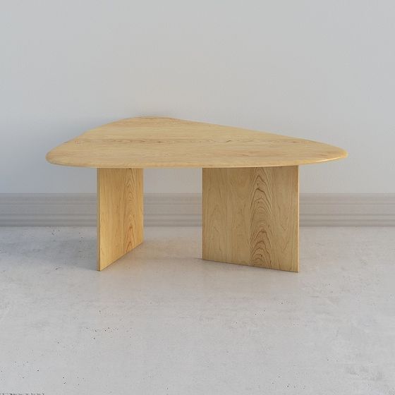 Streamlined Wooden Table 3D Model – Modern Wood Design