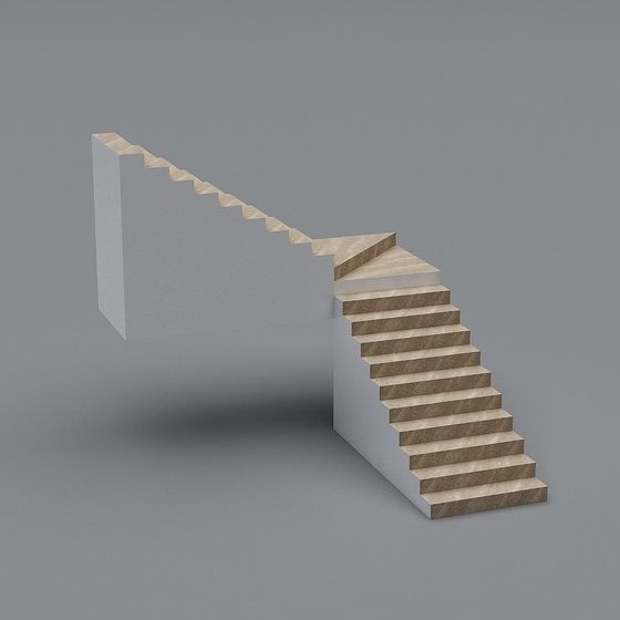 Modern Low-Poly Staircase 3D Model – Concrete Texture