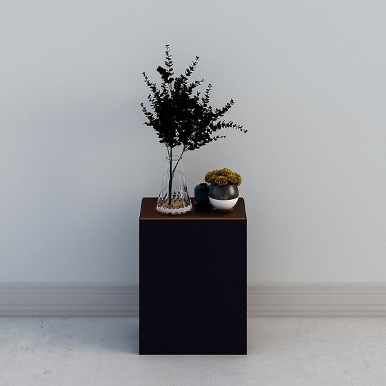 Minimalist Side Table and Vase 3D model