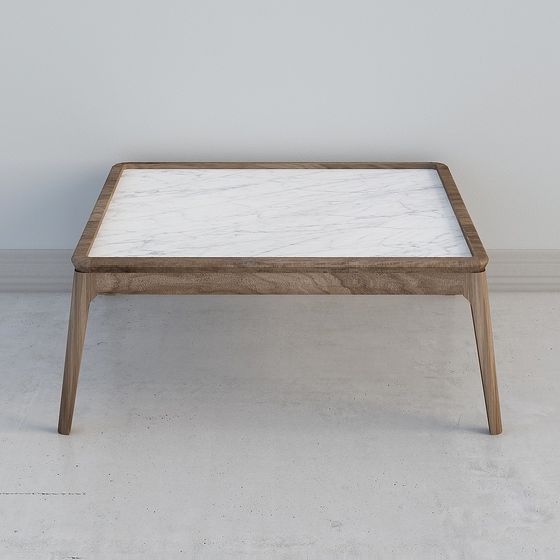Gray Square Dining Table 3D Model Free