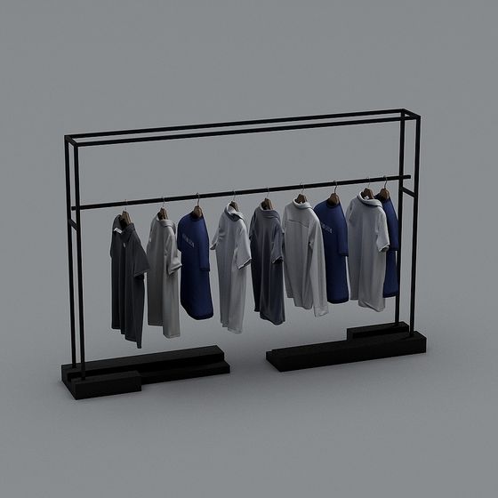 Modern Minimalist Clothing Display Rack 3D model