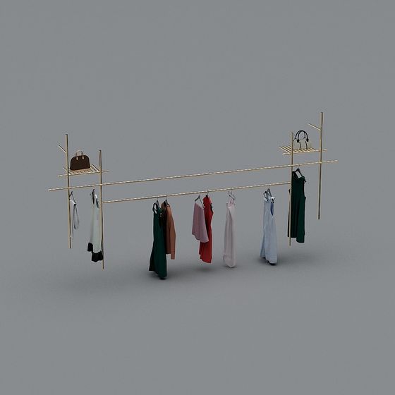 Stylish Low-Poly Clothes Rack 3D Model
