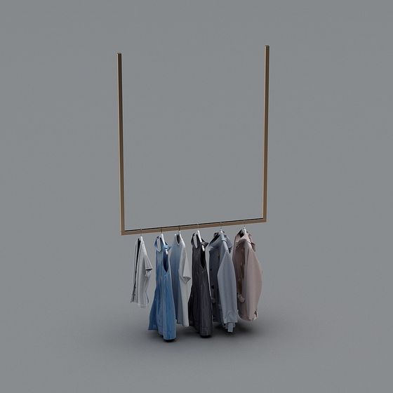 Minimalist Clothes Rack Display 3D model