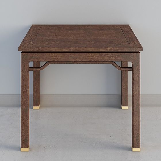 Vintage Wooden Dining Table 3D Model – Classic Wood Finish