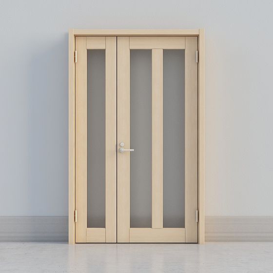 Modern Beige Windowed Double Door | Elegant Home Design