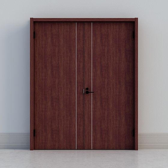 Stylish Wooden Double Door 3D model for Modern Spaces
