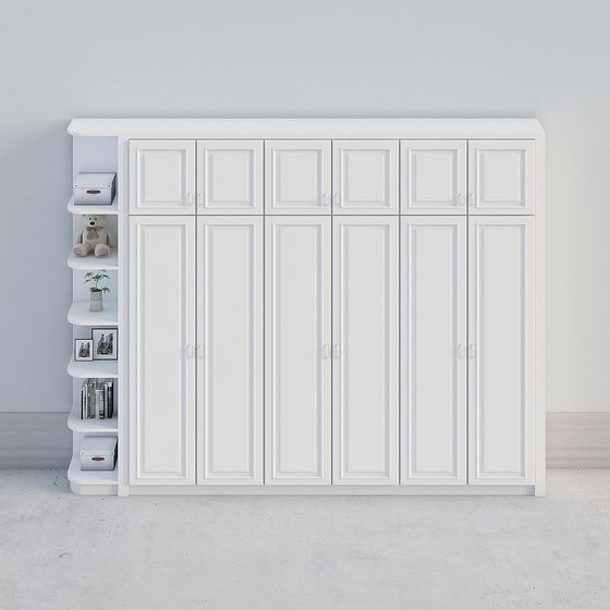 Elegant Low Poly Storage Cabinet 3D Model – White Texture