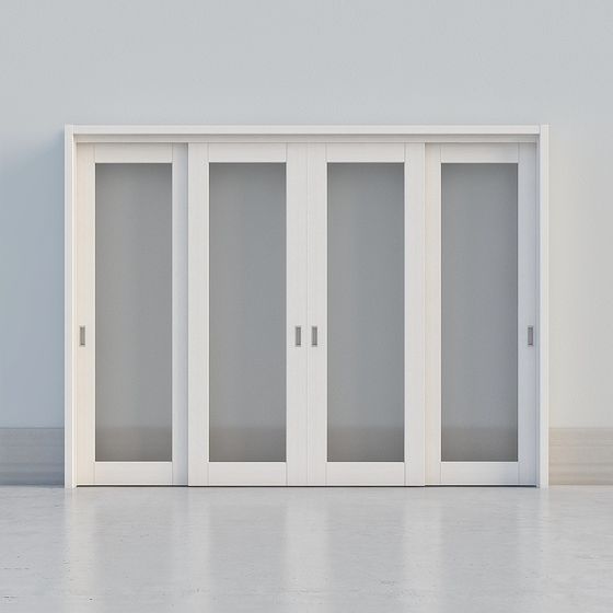Modern Minimalist Glass Sliding Door 3D Model