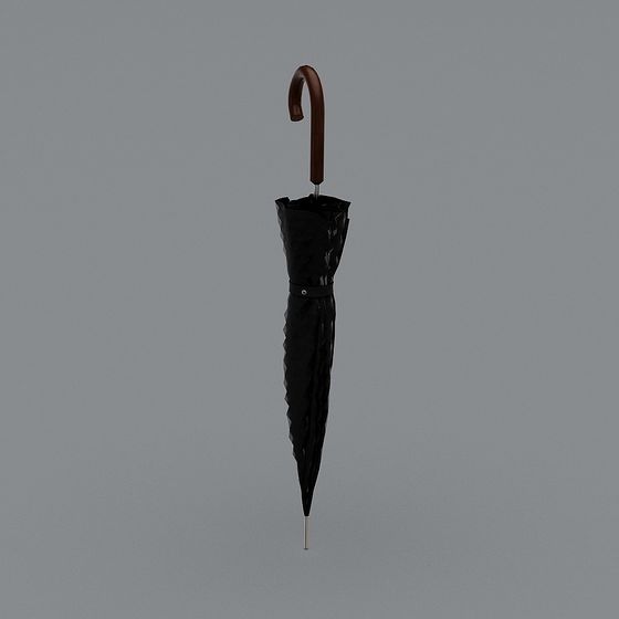 Elegant Low-Poly Umbrella 3D Model – Wood Handle Design
