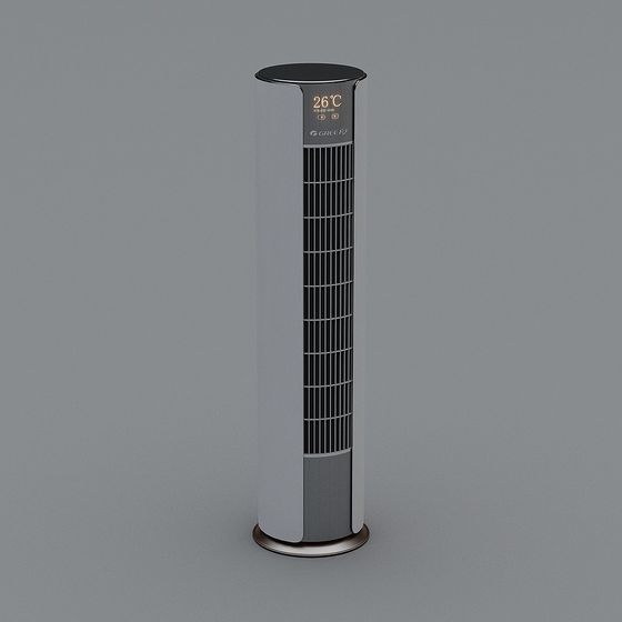 Low-Polygon Air Tower Fan 3D Model – Grey Black Design