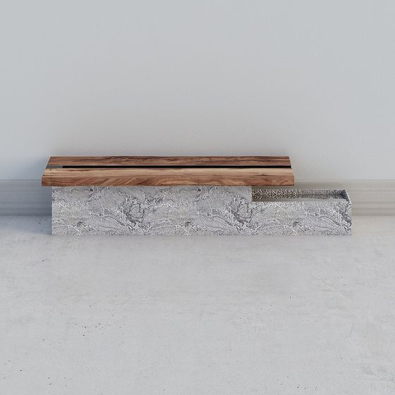 Concrete and Wood Grain Bench 3D Model