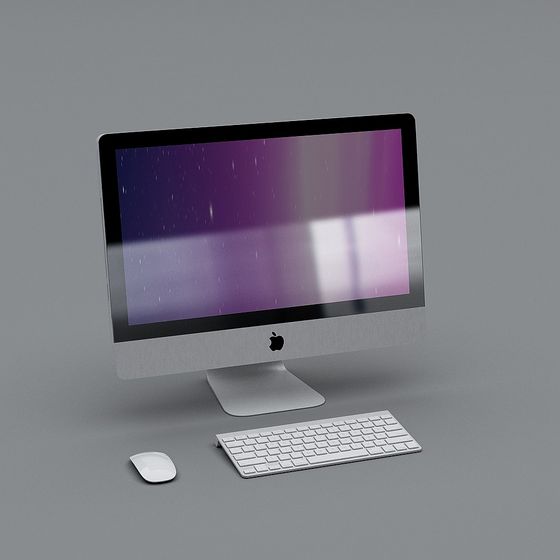Minimalist Apple iMac Set 3D Model – Silver and Black