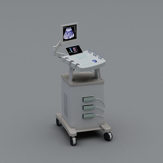 Realistic Ultrasound Diagnostic Cart 3D Model for Medical Applications
