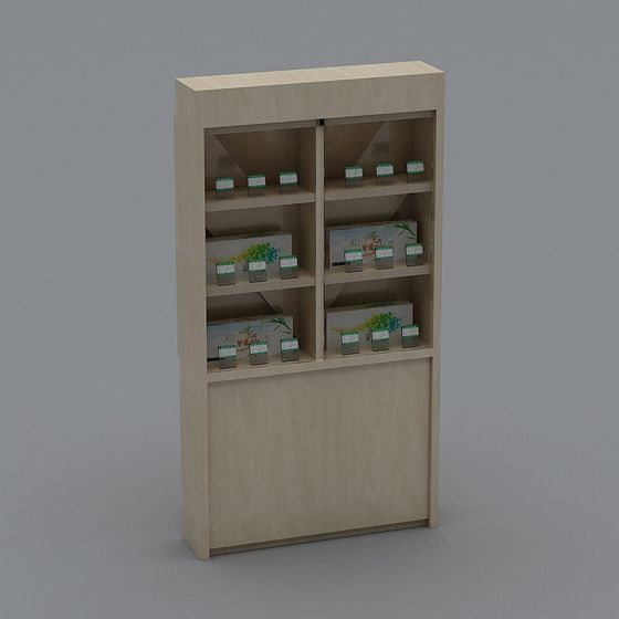 Elegant Low-Poly Display Cabinet 3D model