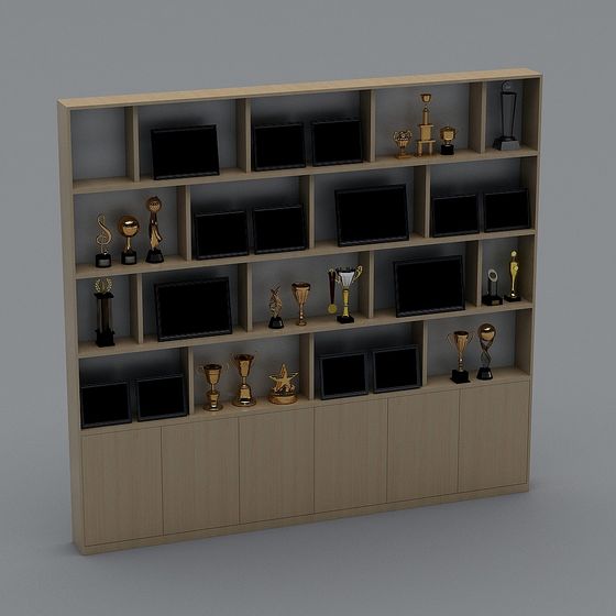 Elegant Low-Poly Bookshelf 3D model