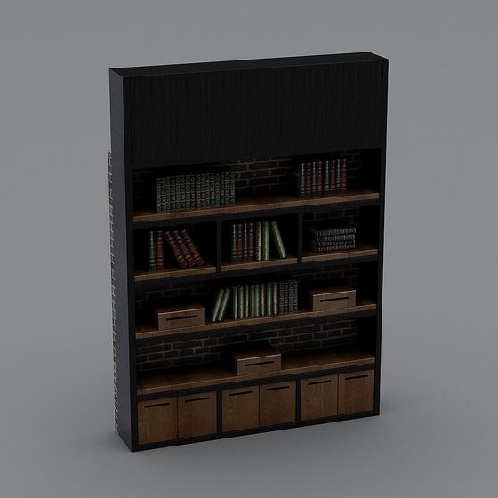 Retro Bookshelf 3D Model for Creative Spaces