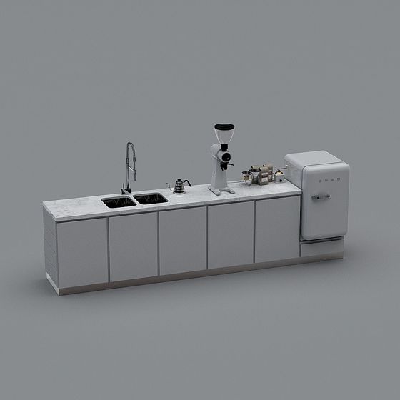 Modern Minimalist Kitchen Countertop 3D model