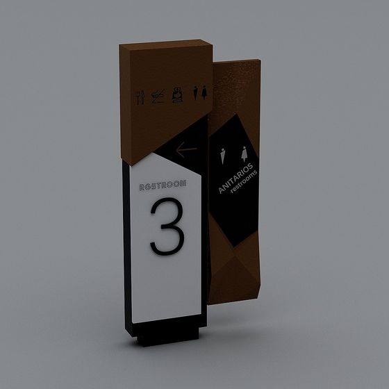 Low Poly Directional Sign 3D Model