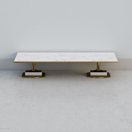 Elegant Marble Long Table 3D Model – Minimalist Luxury Design