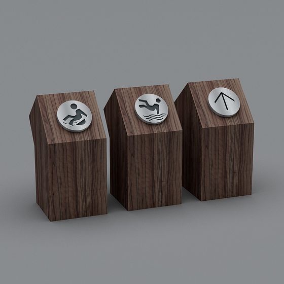 Rustic Wooden Signage Set 3D model