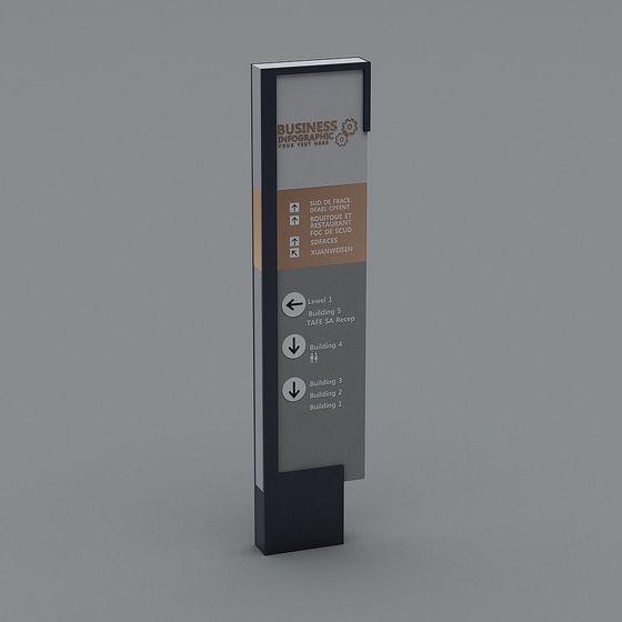 Modern Low-Poly Directional Sign 3D model