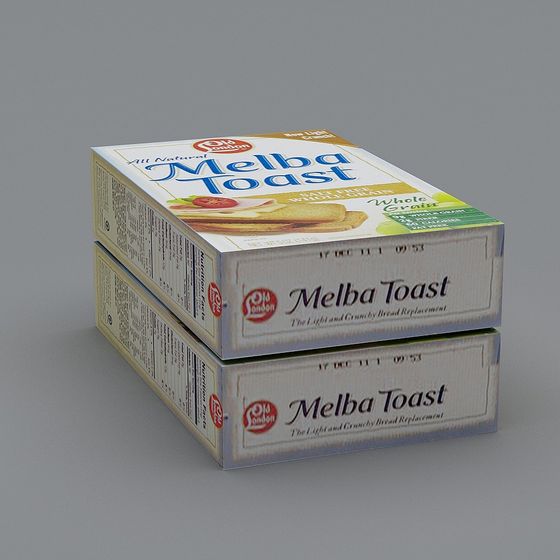 Realistic Melba Toast Packaging Box 3D model
