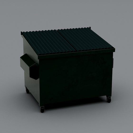 Low-Poly Moveable Trash Bin 3D model