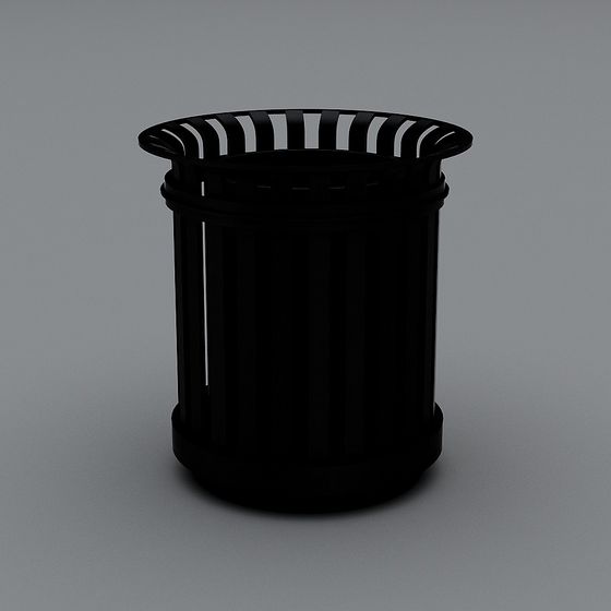 Sleek Black Trash Bin 3D Model – Low Poly Urban Design