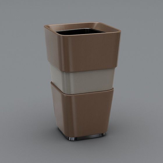 Minimalist Trash Bin 3D model for Urban Spaces