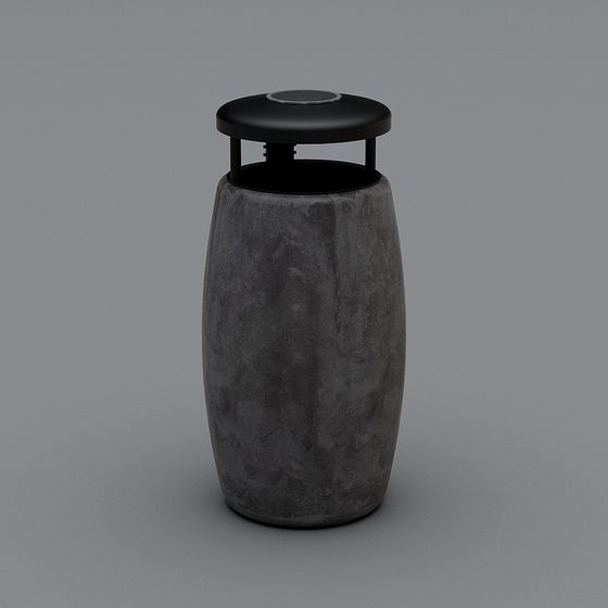 Stylish Concrete Trash Bin 3D model
