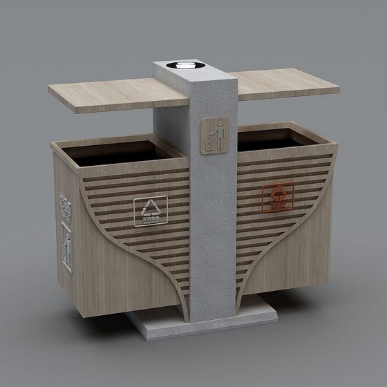 Urban Trash Bin 3D model with Low Poly Design